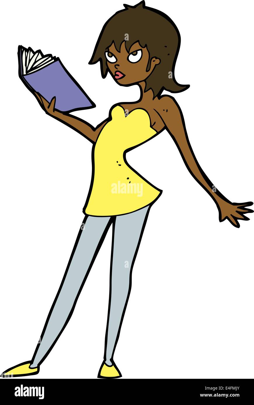 cartoon woman reading book Stock Vector Image & Art - Alamy