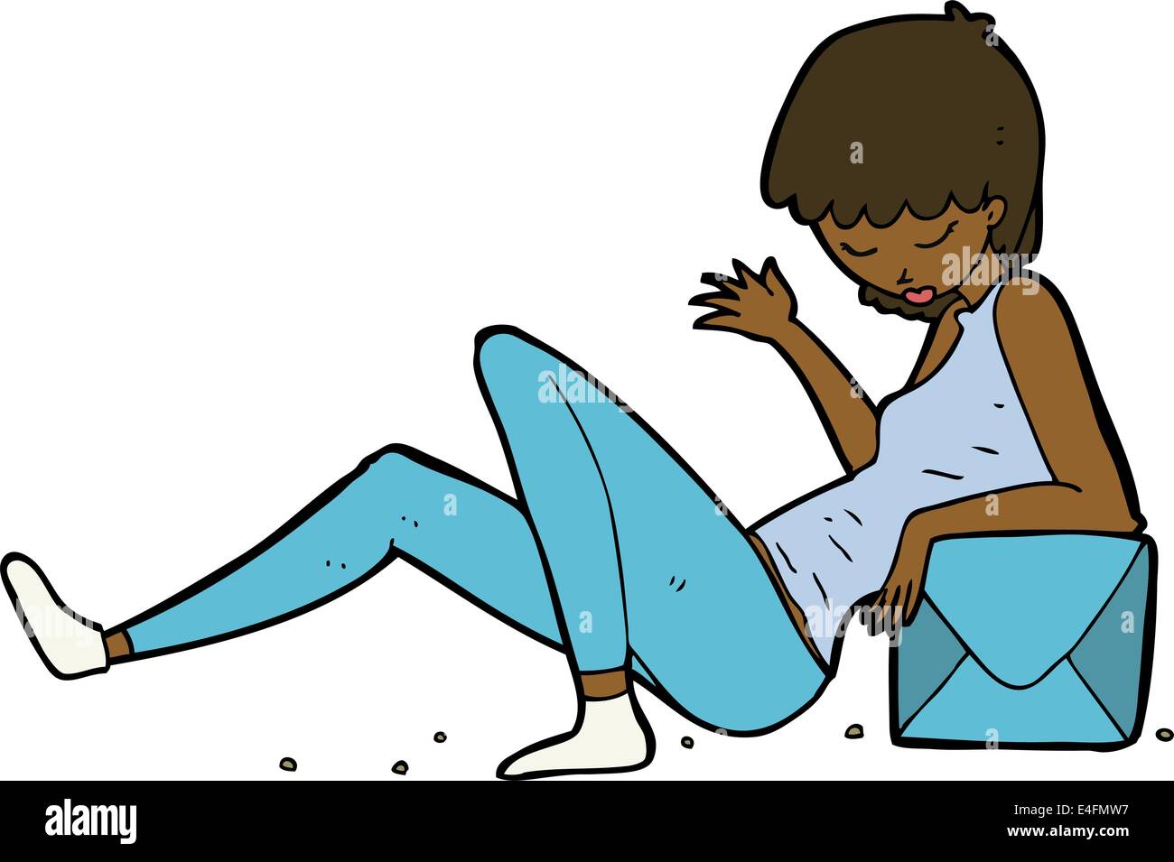 cartoon woman leaning on package box Stock Vector Image & Art - Alamy