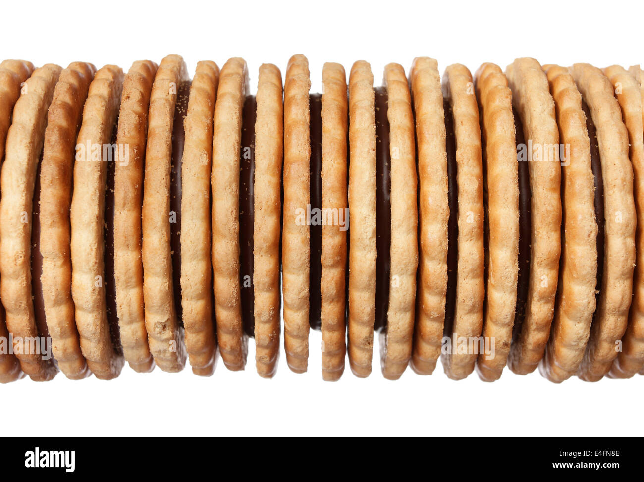 Line of biscuit filled of chocolate isolated on white background Stock ...