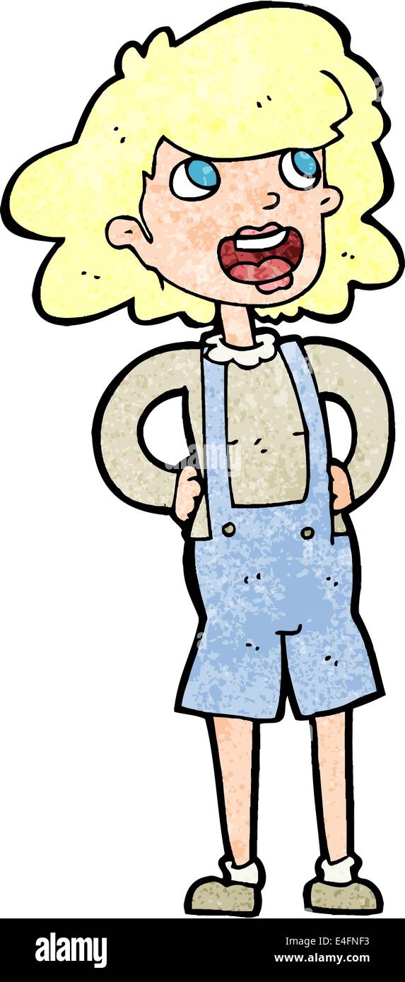 cartoon woman in dungarees Stock Vector Image & Art - Alamy