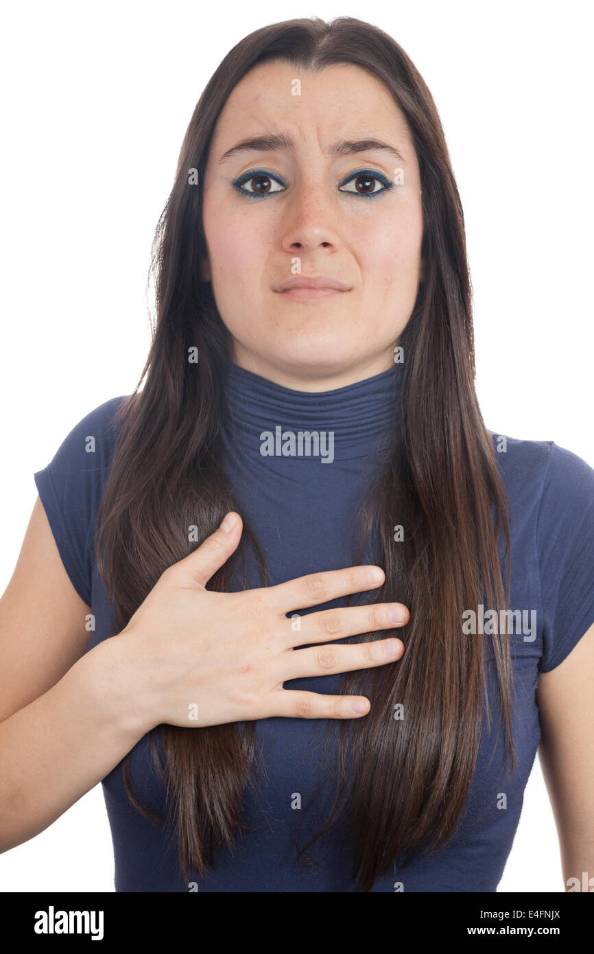 Close-up of a girl afraid isolated on white background Stock Photo - Alamy