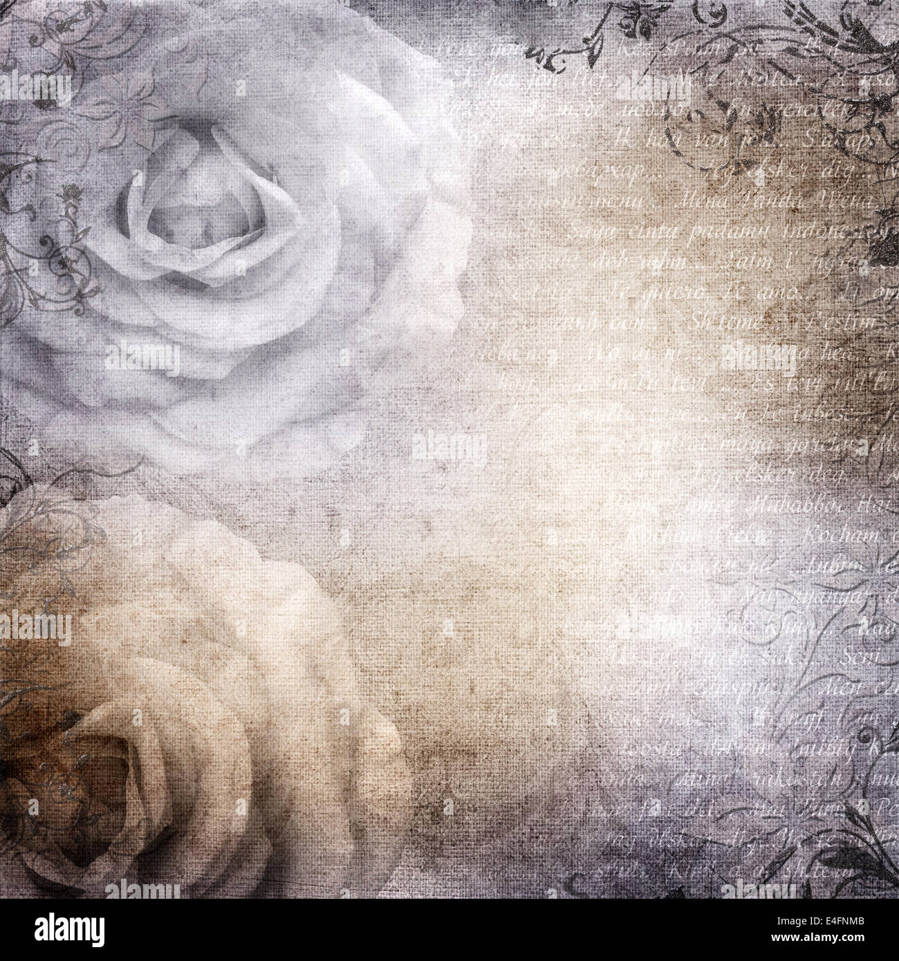 Romantic vintage textured background with floral elements and text I ...