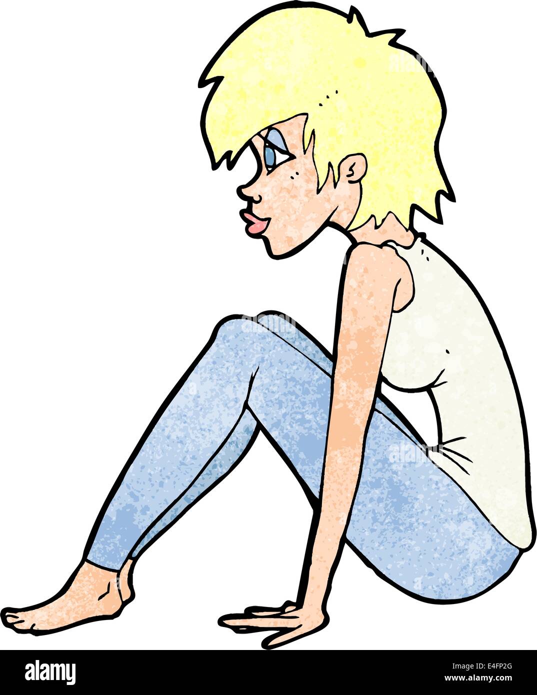 cartoon woman sitting Stock Vector Image & Art - Alamy