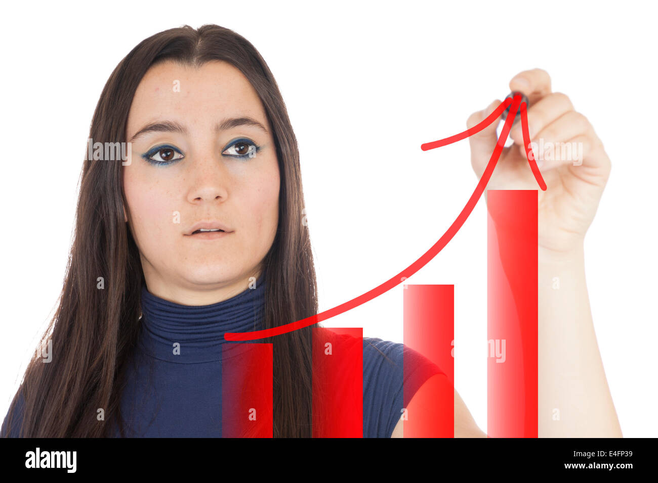Close-up of a Girl Writing a Graph isolated on white background Stock ...