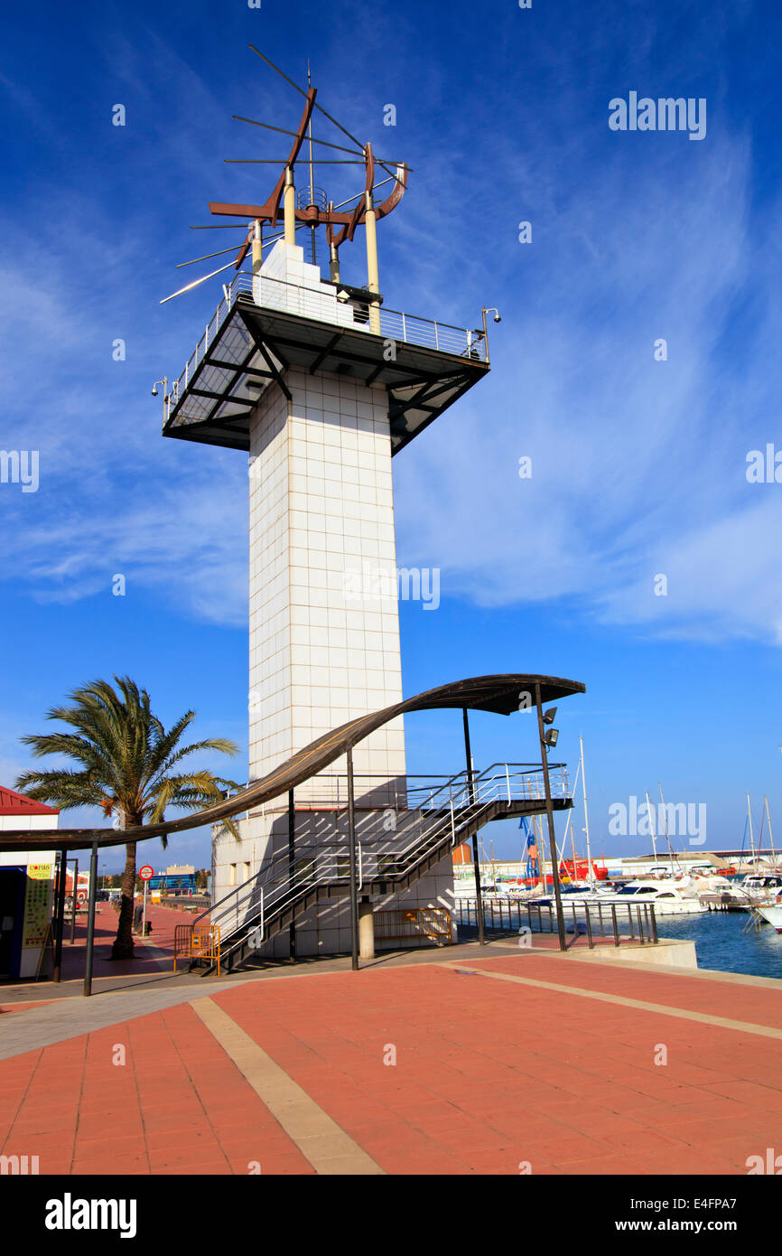 Communications tower in Castellon Mariner Water Front, Spain Stock ...