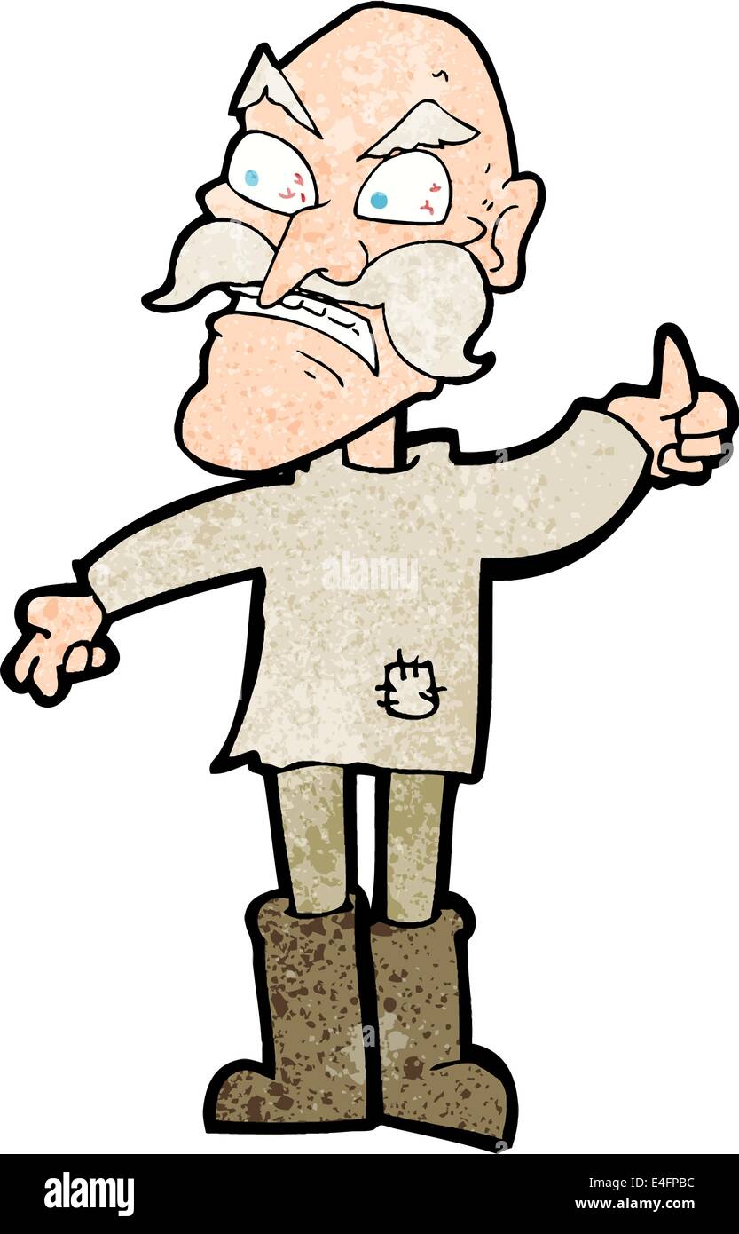 Cartoon Angry Old Man In Patched Clothing Stock Vector Image And Art Alamy