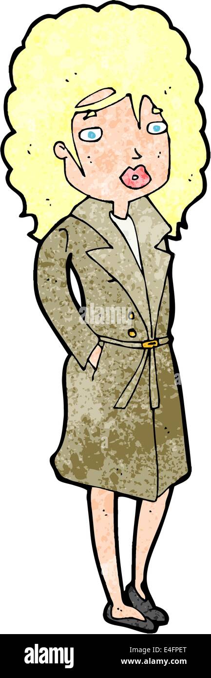 cartoon woman in trench coat Stock Vector Image & Art - Alamy