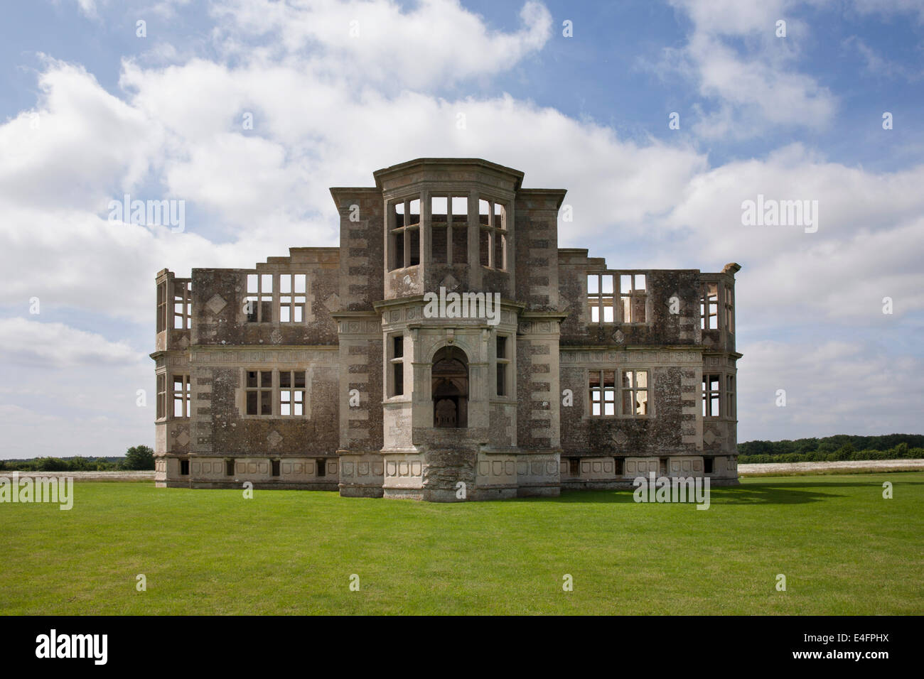 Ruin of old part built National Trust stately home at Lyveden New Bield ...