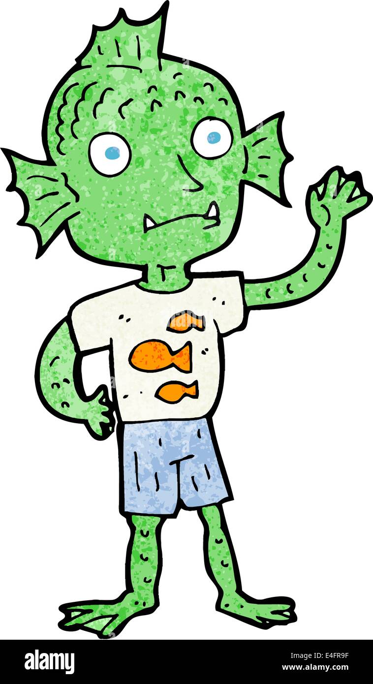 cartoon waving fish boy Stock Vector Image & Art - Alamy