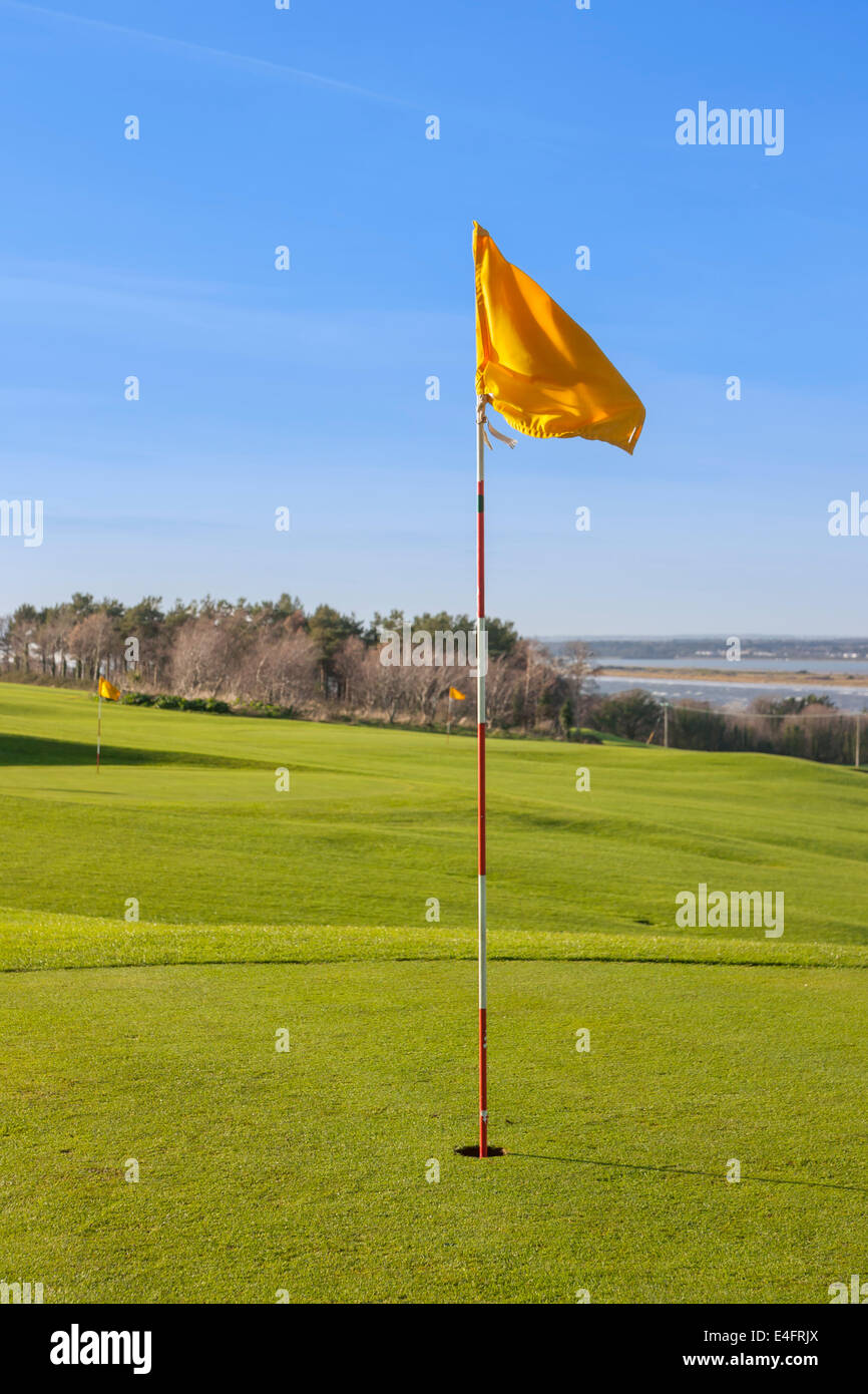 golf flag in the 18th hole Stock Photo - Alamy