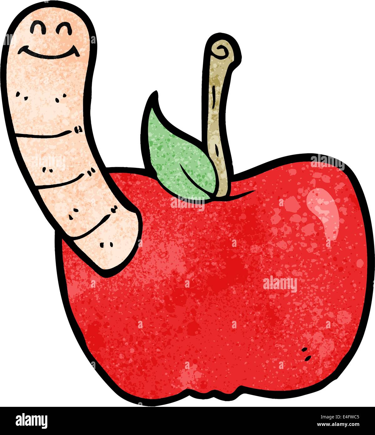 cartoon apple with worm Stock Vector Image & Art - Alamy