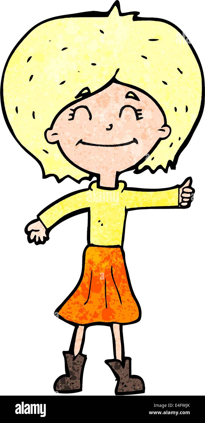 cartoon happy girl giving thumbs up symbol Stock Vector Image & Art - Alamy