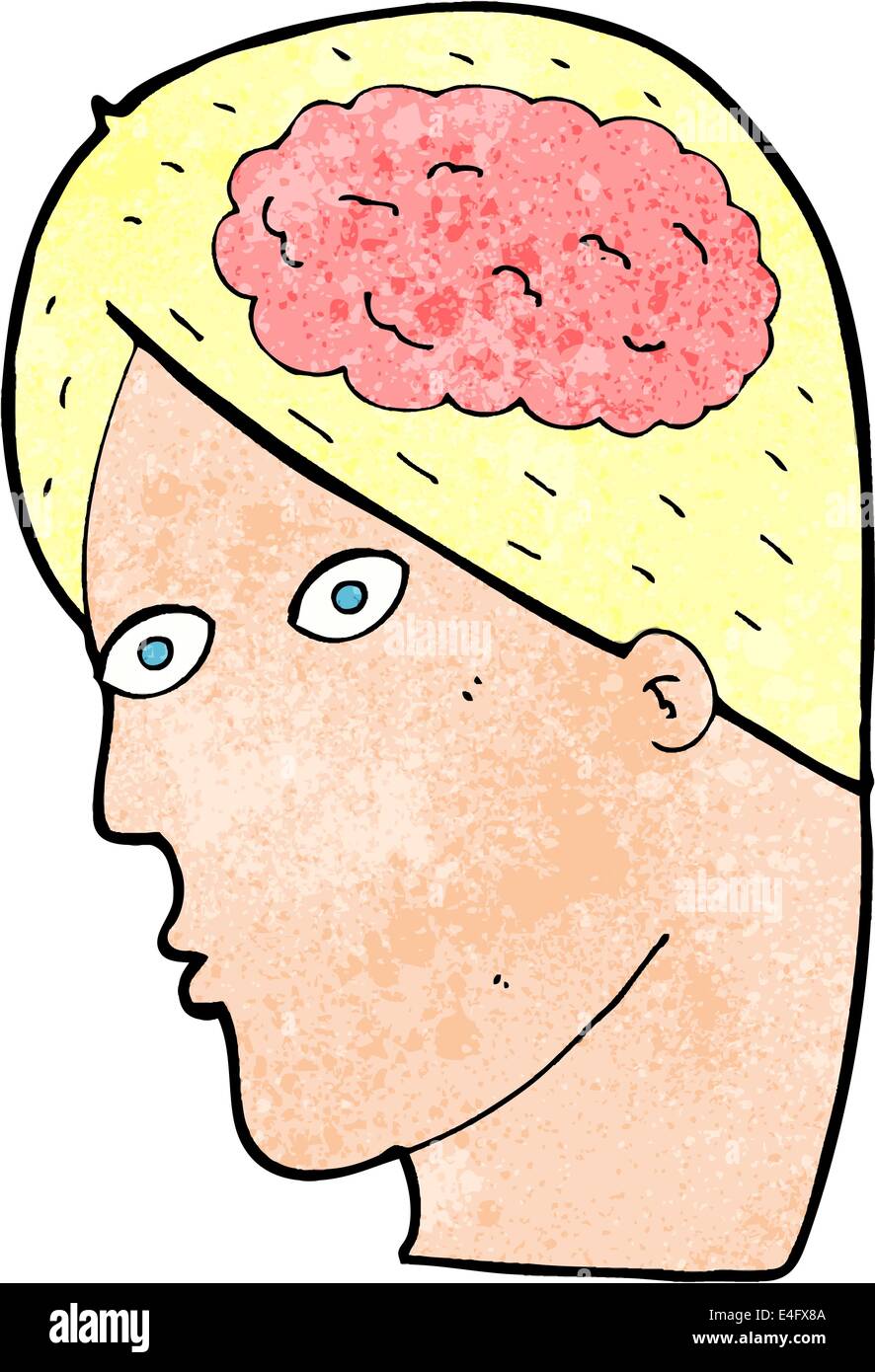 cartoon head with brain symbol Stock Vector Image & Art - Alamy