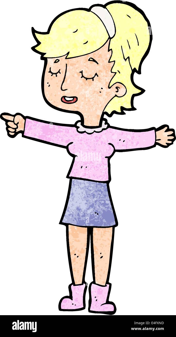cartoon happy woman pointing Stock Vector Image & Art - Alamy