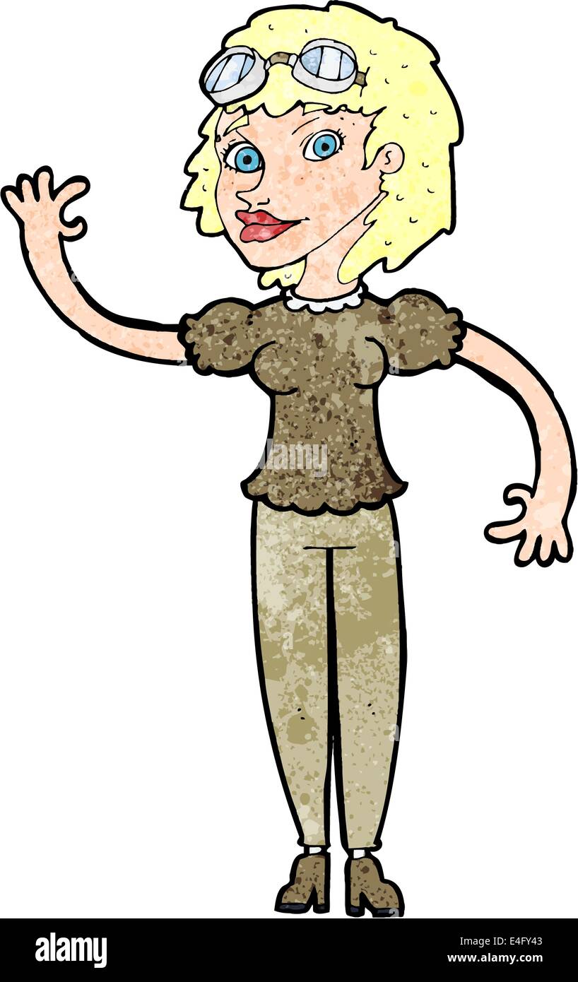 cartoon pilot woman waving Stock Vector Image & Art - Alamy