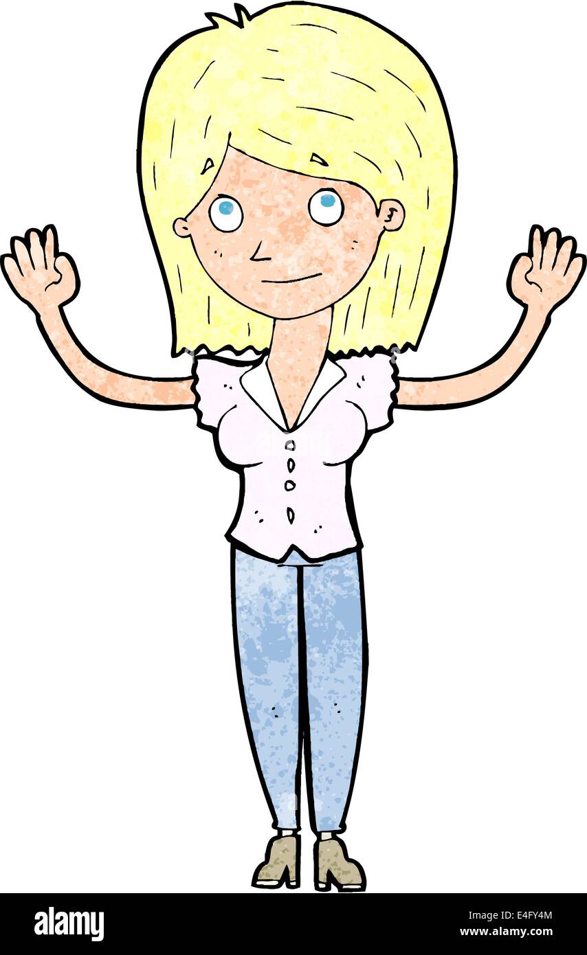 cartoon woman holding up hands Stock Vector Image & Art - Alamy