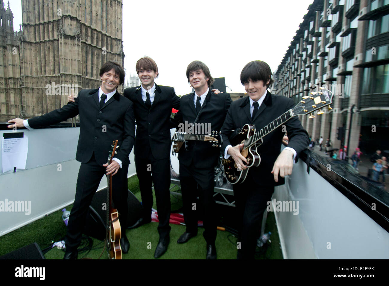 London, UK. 10th July, 2014. The cast of The Beatles in the Let it Be ...