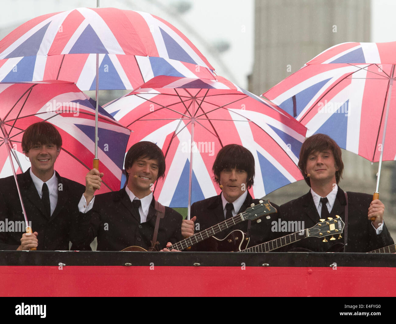London, UK. 10th July, 2014. The cast of The Beatles in the Let it Be ...