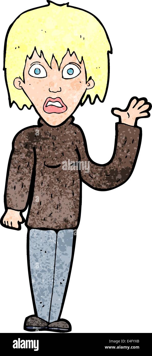 cartoon shocked woman waving hand Stock Vector Image & Art - Alamy