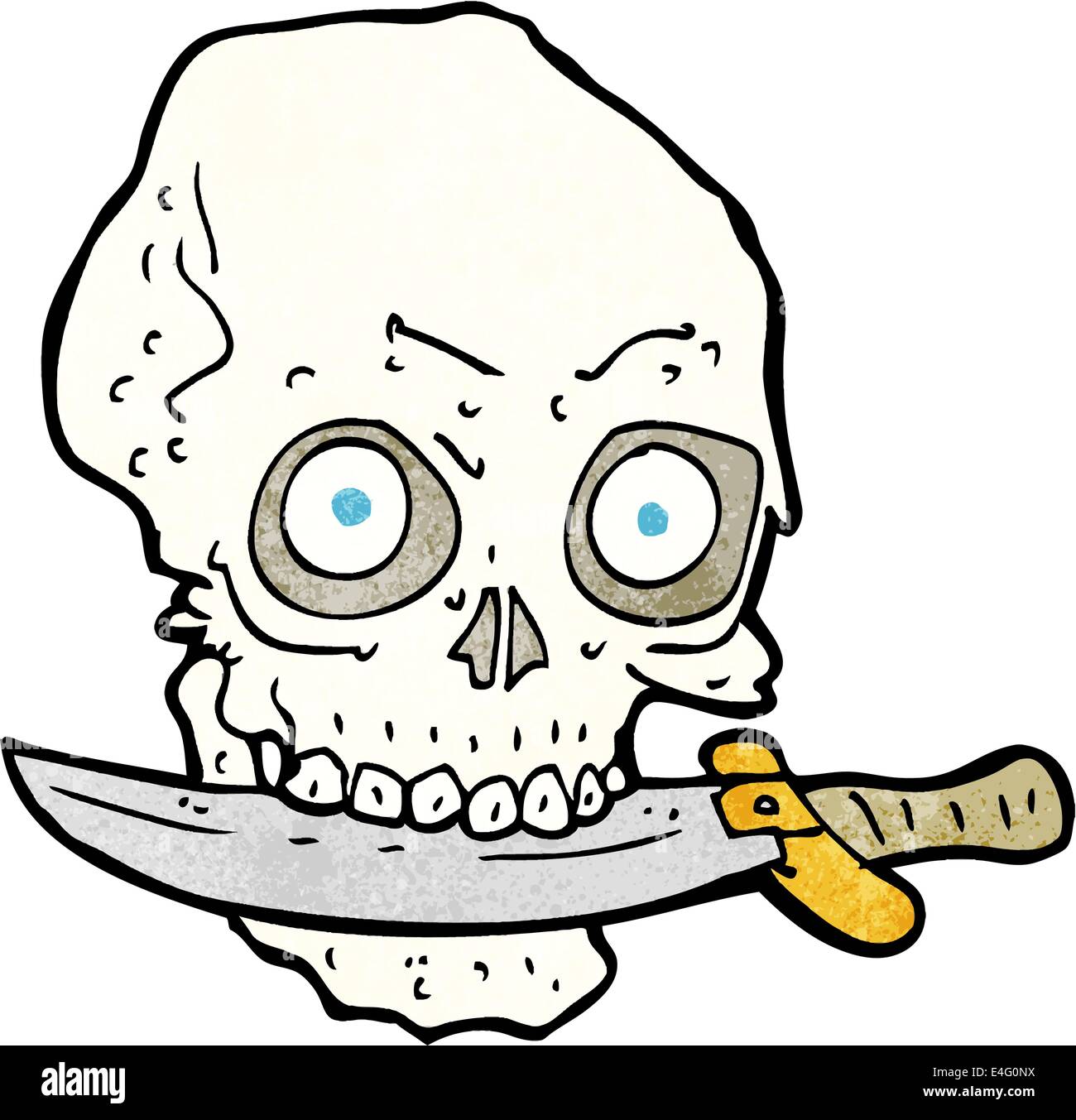 cartoon pirate skull with knife in teeth Stock Vector Image & Art - Alamy