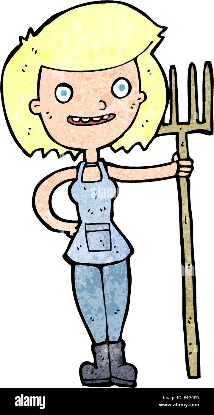 cartoon happy farmer girl Stock Vector Image & Art - Alamy