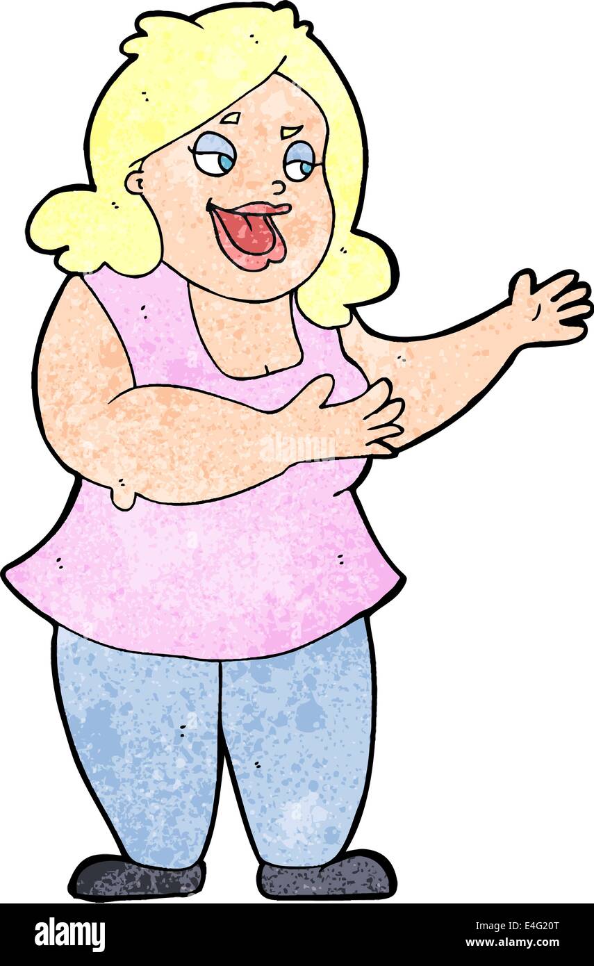 cartoon happy fat woman Stock Vector Image & Art - Alamy
