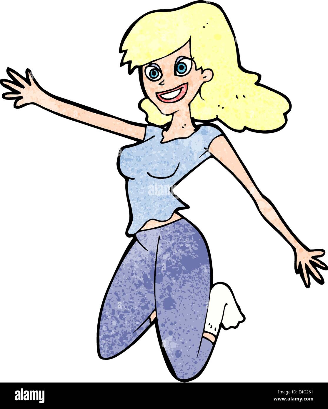 cartoon jumping woman Stock Vector Image & Art - Alamy