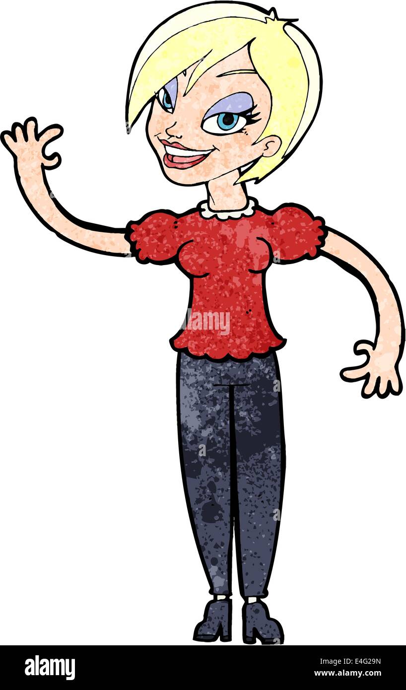 cartoon woman waving Stock Vector Image & Art - Alamy