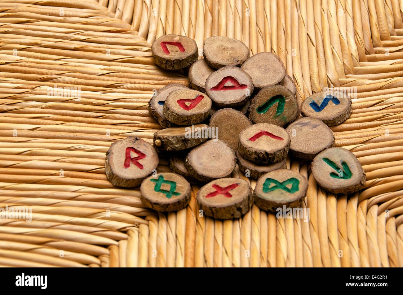 A pile of germanic runes, an ancient alphabet known as the futhark are ...