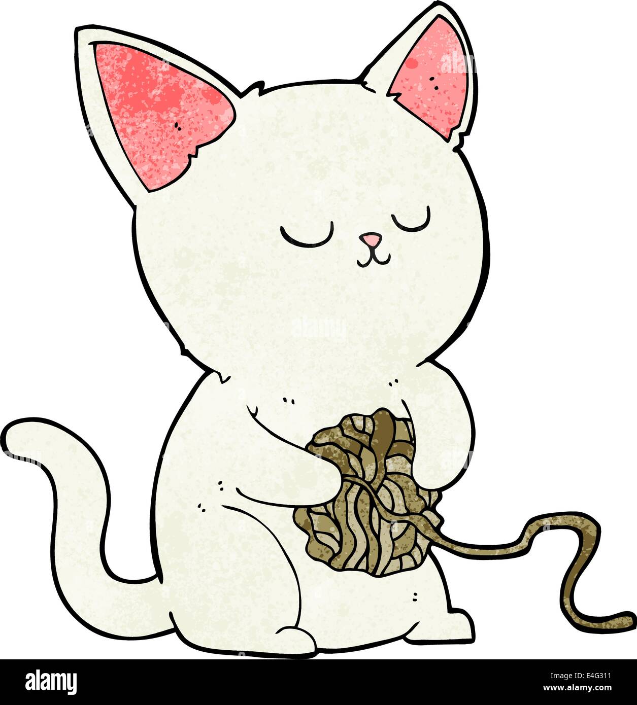 cartoon cat playing with ball of yarn Stock Vector Image & Art - Alamy