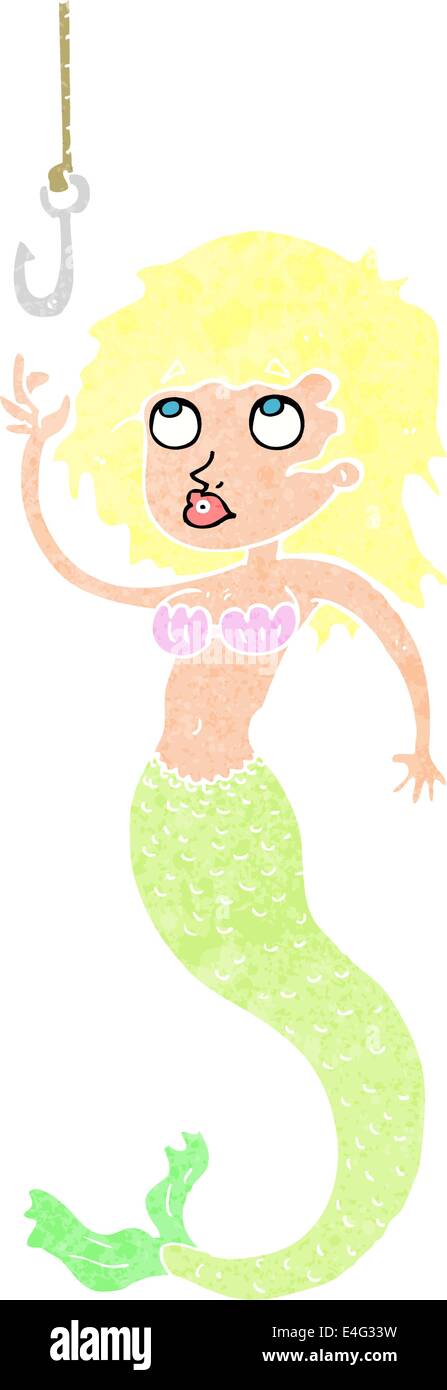 cartoon mermaid and fish hook Stock Vector Image & Art - Alamy