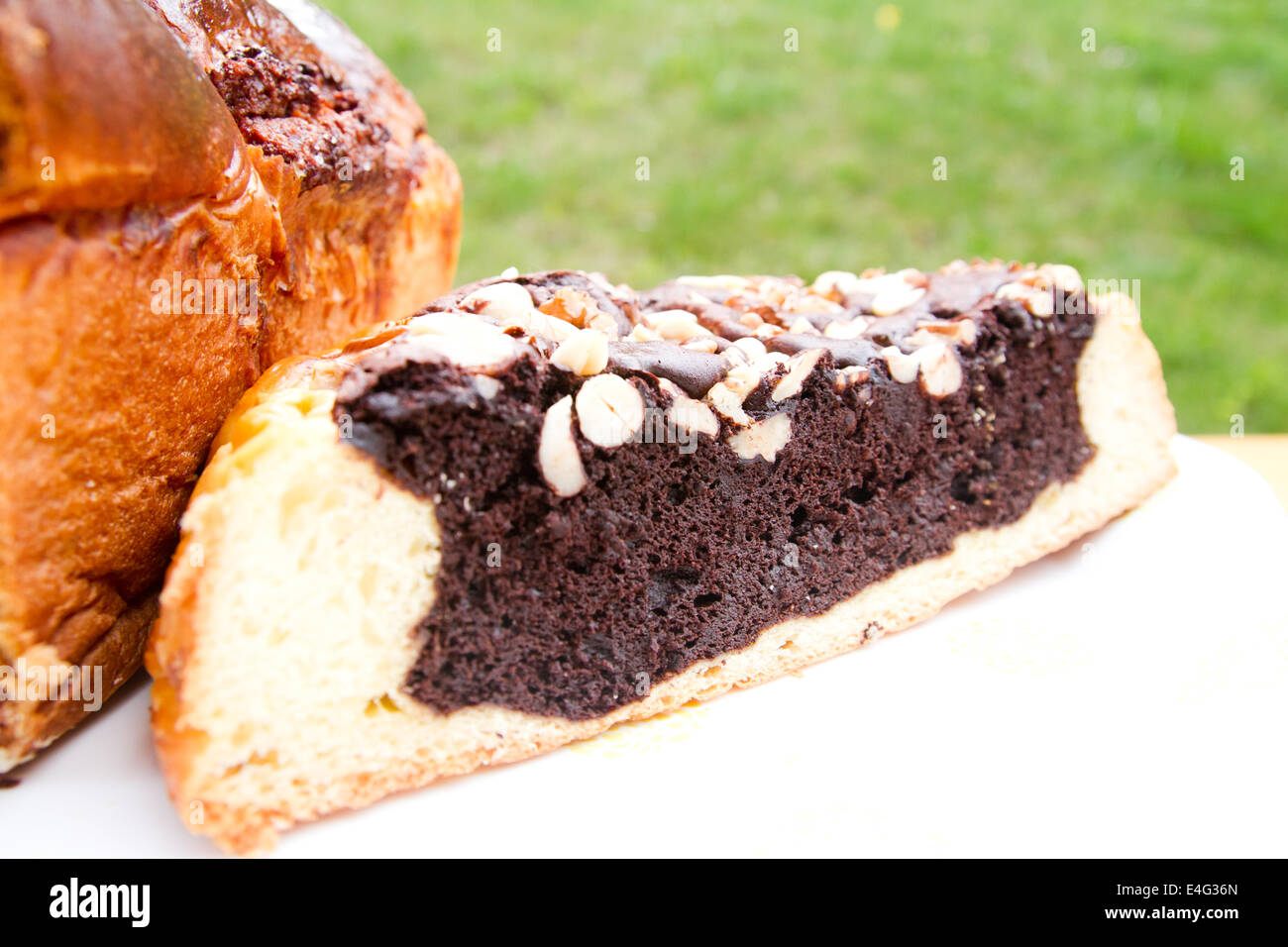 TRaditional easter romanian cakes - cozonac and pasca - outdoors image ...