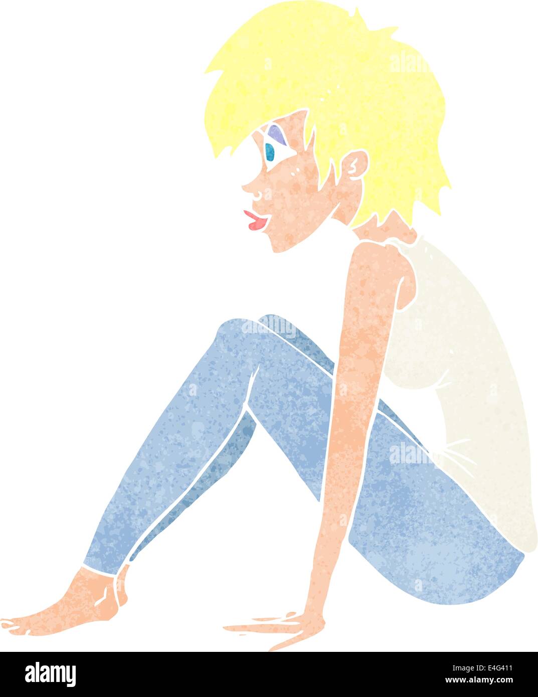 cartoon woman sitting Stock Vector Image & Art - Alamy