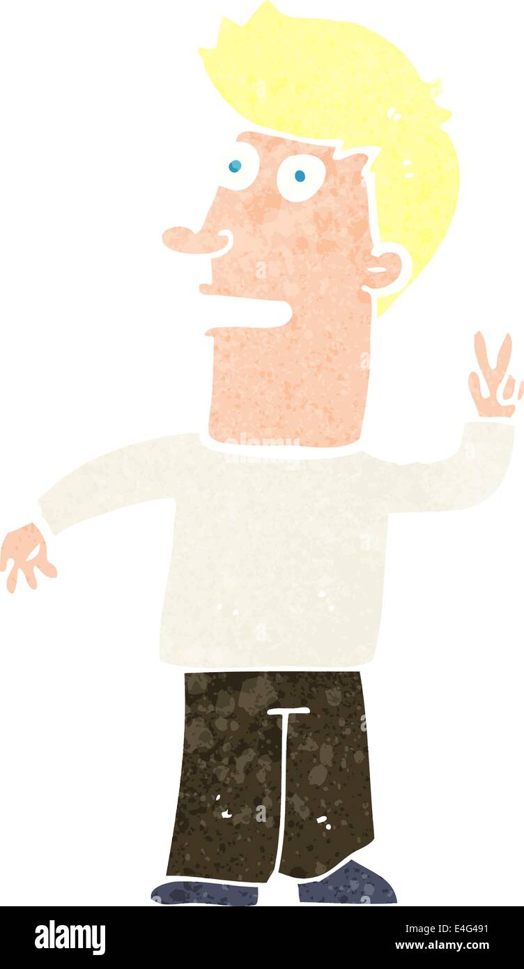 Cartoon man making peace sign hi-res stock photography and images - Alamy