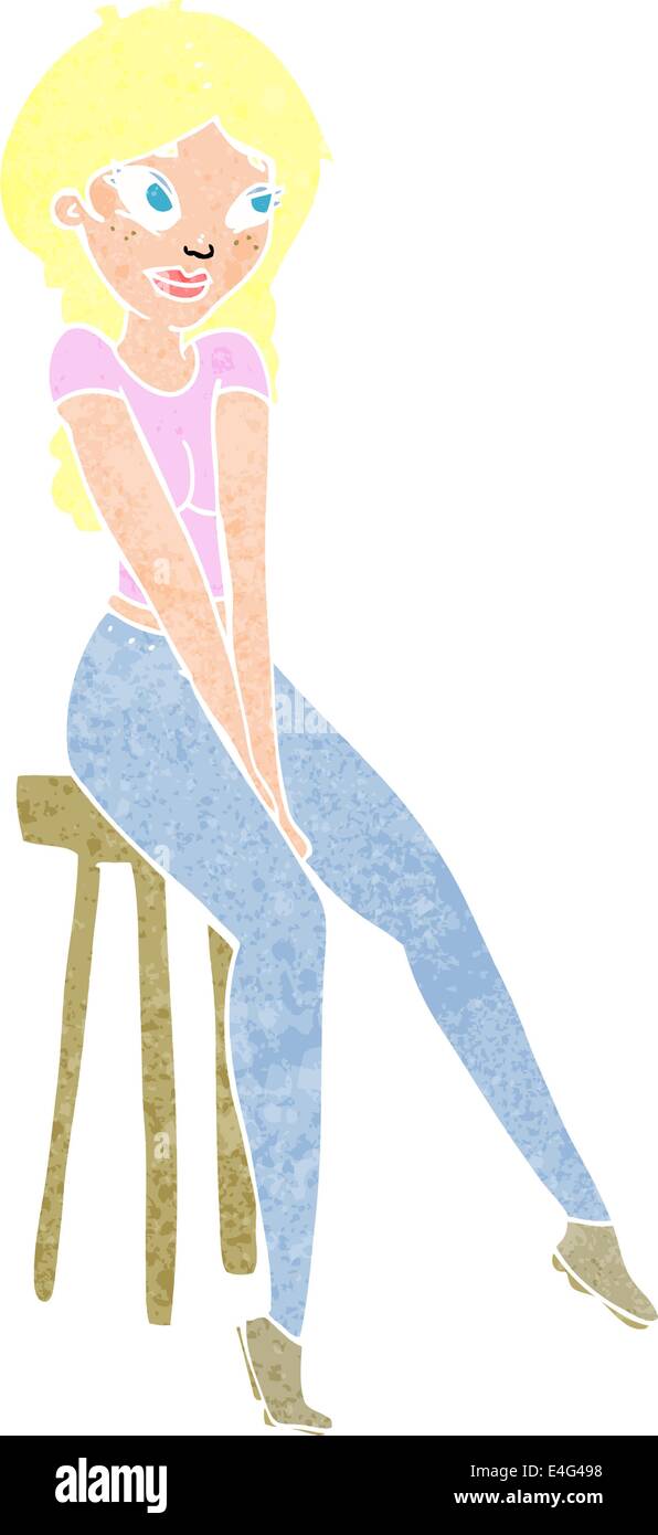 Girl Drawing Stool Stock Vector Images Alamy 6749