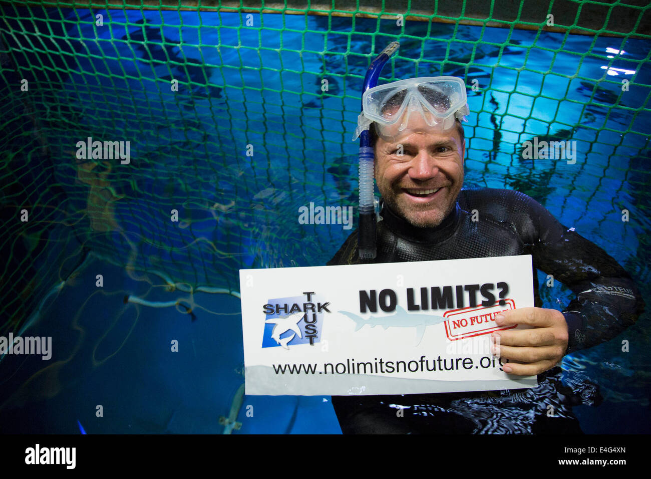 London, UK. 10th July, 2014. As an ambassador for the Shark Trust’s No ...