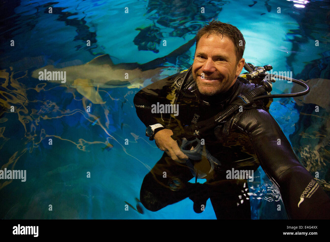 London, UK. 10th July, 2014. As an ambassador for the Shark Trust’s No ...