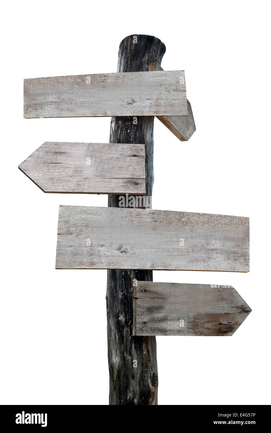 Old wood sign on white background Stock Photo - Alamy