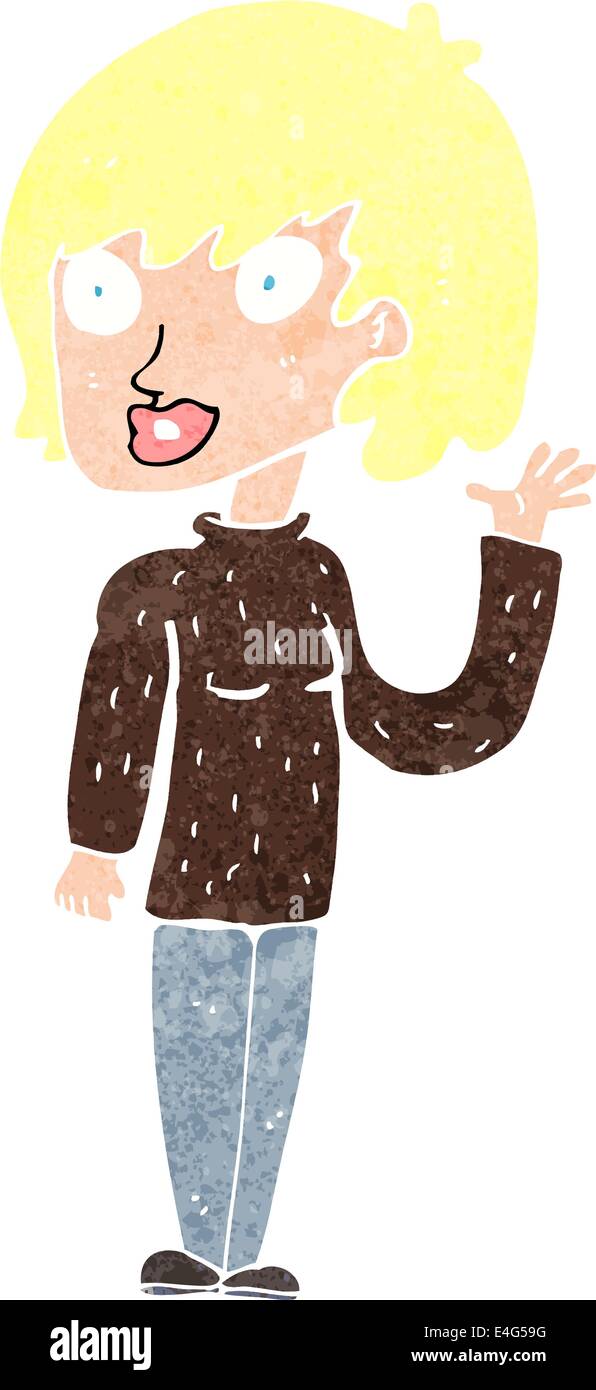 cartoon waving woman Stock Vector Image & Art - Alamy