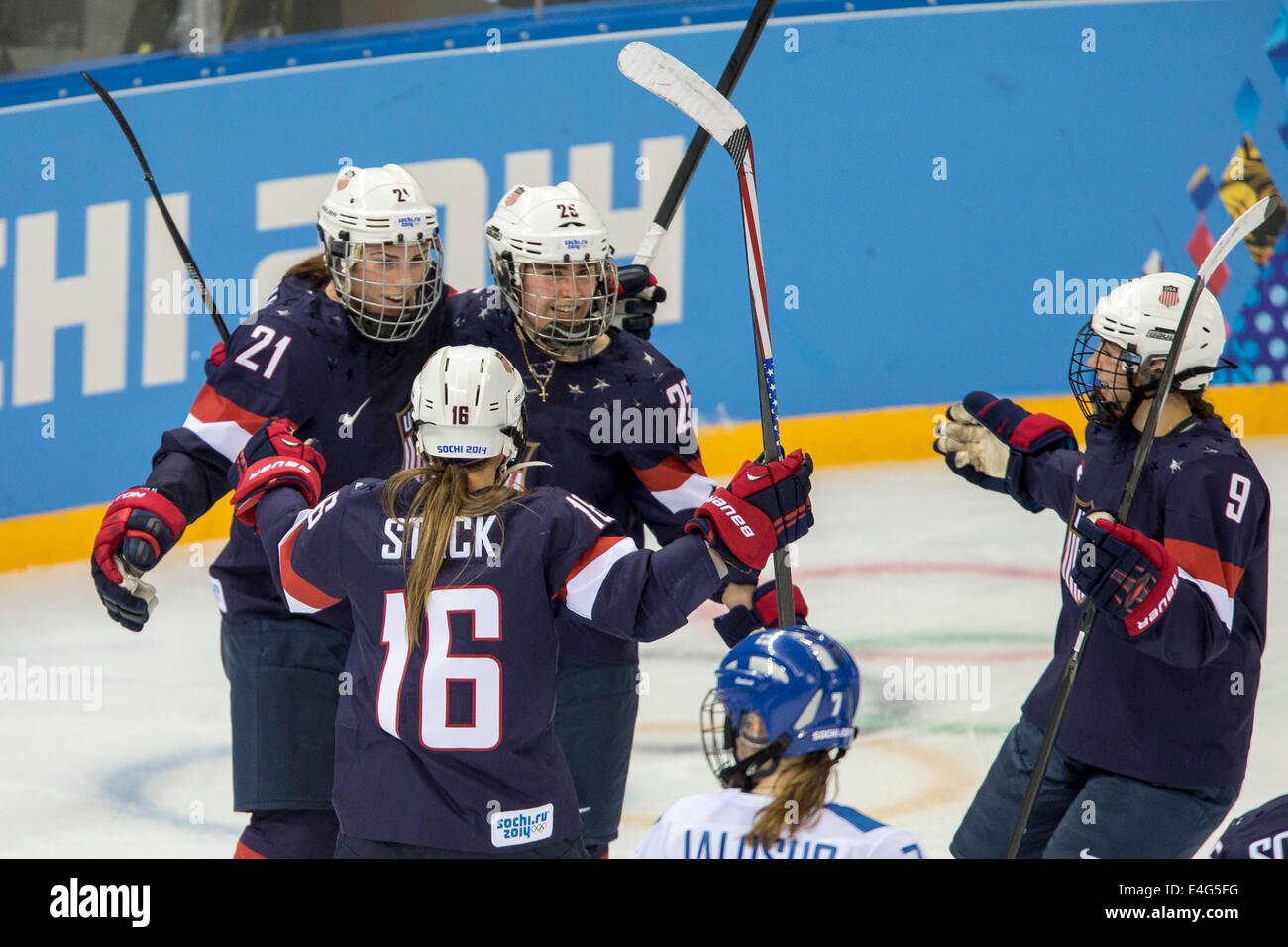 Hilary Knight (USA) celebrates with Alex Carpenter(USA) after scoring ...