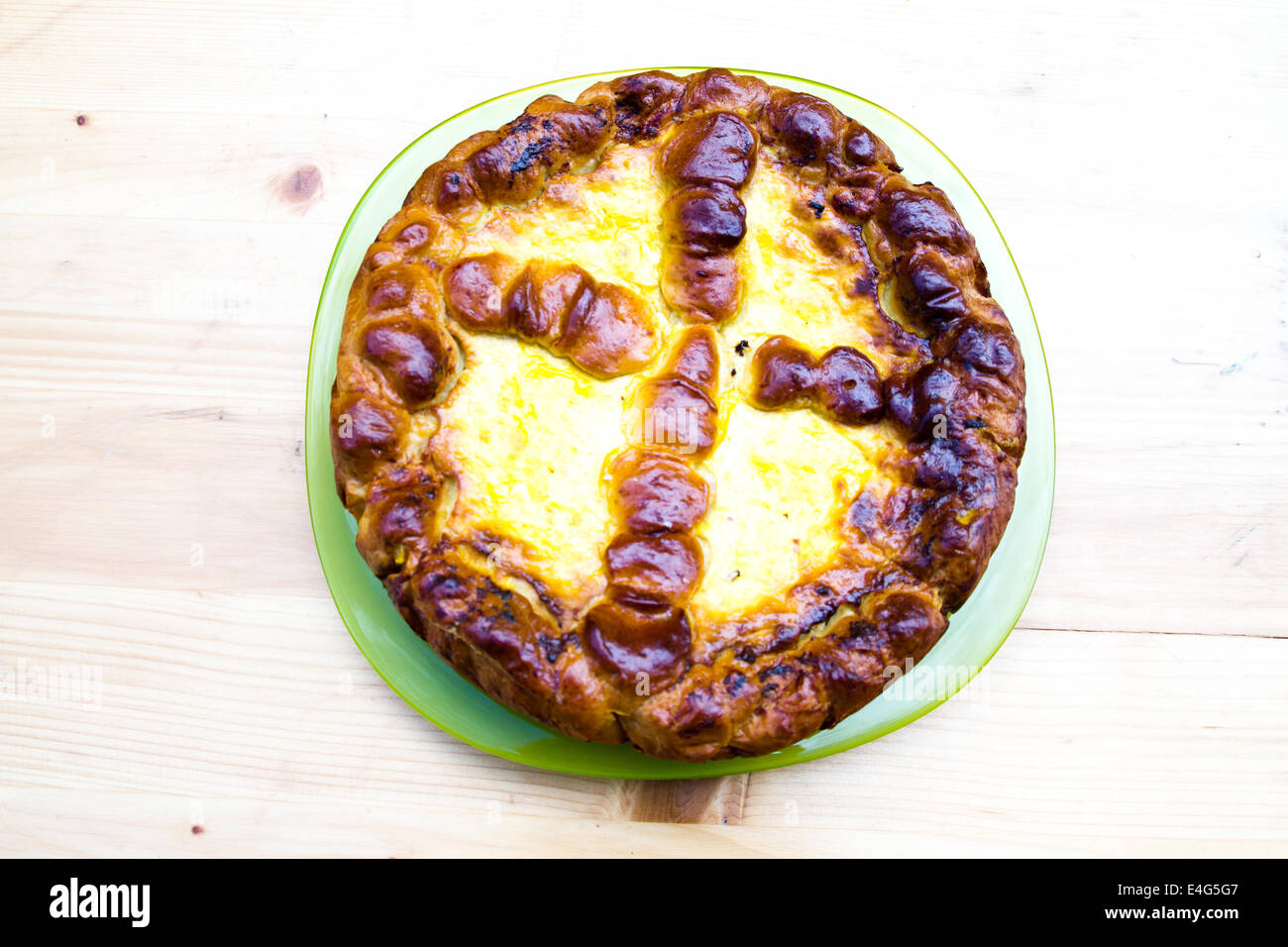 TRaditional easter romanian cakes - cozonac and pasca - outdoors image ...