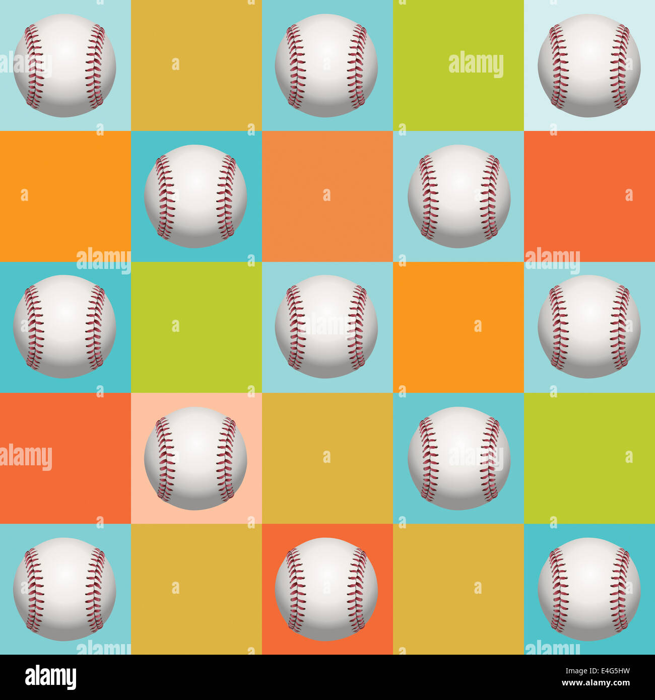 An illustration of baseballs in a colorful background pattern Stock ...