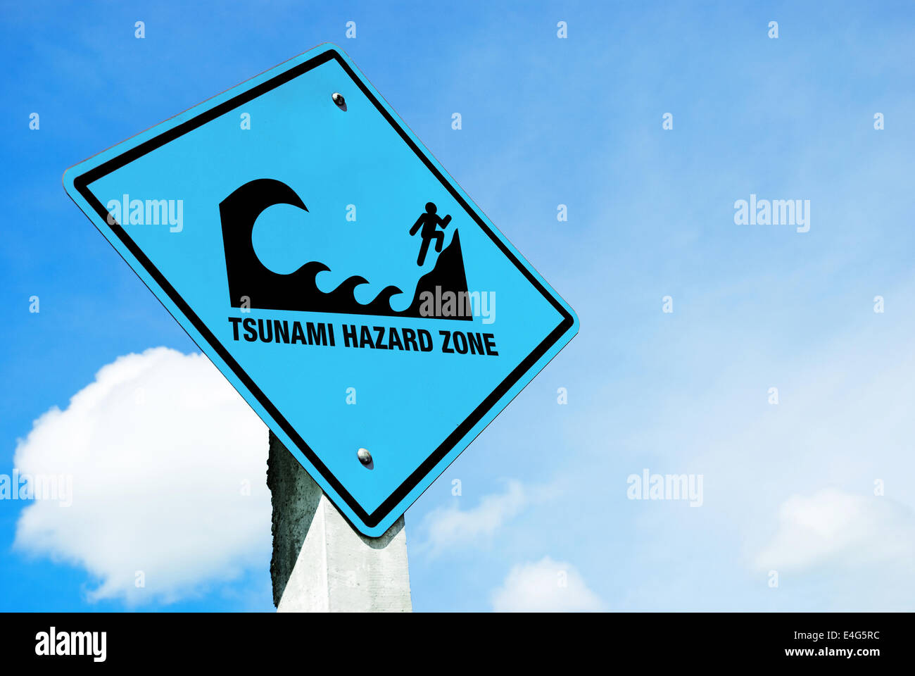 tsunami warning sign Stock Photo - Alamy