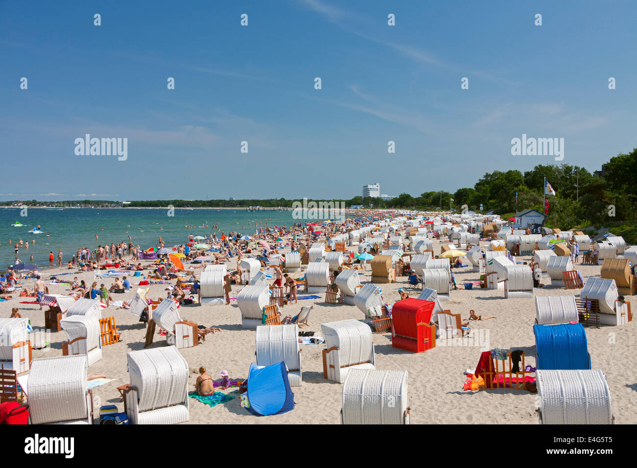Roofed wicker beach chairs at Timmendorfer Strand / Timmendorf Beach ...