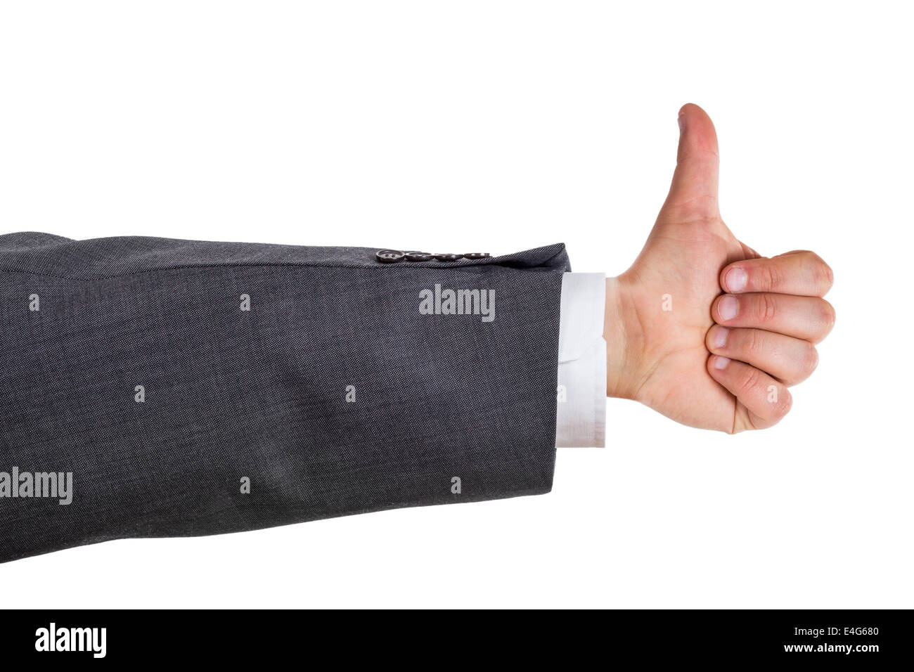 Isolated arm of a business man in suite showing thumb up gesture Stock ...