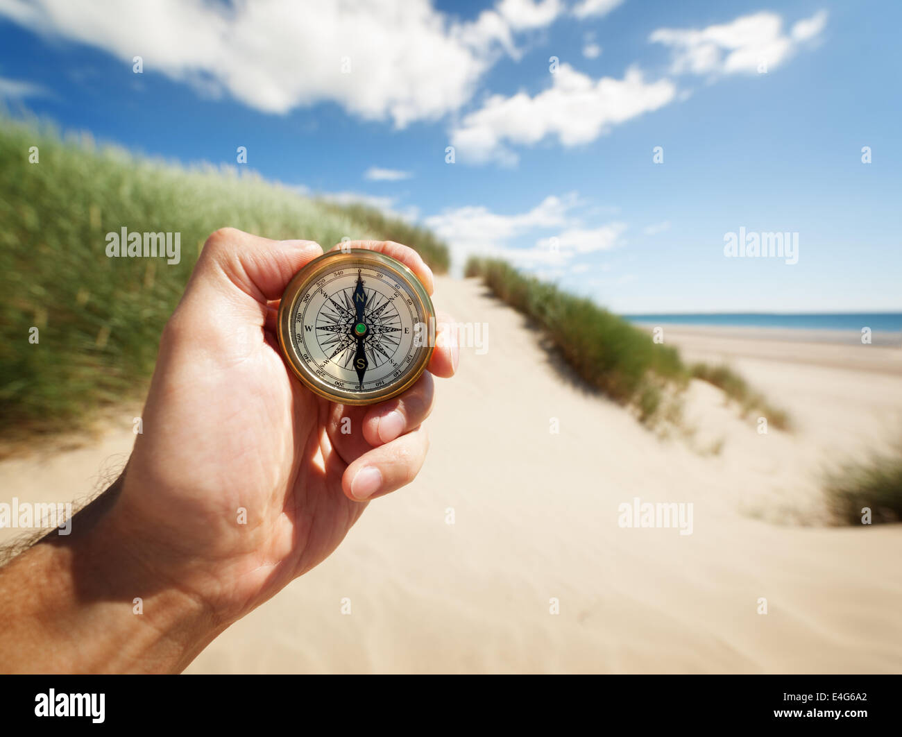 Hand holding a compass Stock Photo - Alamy
