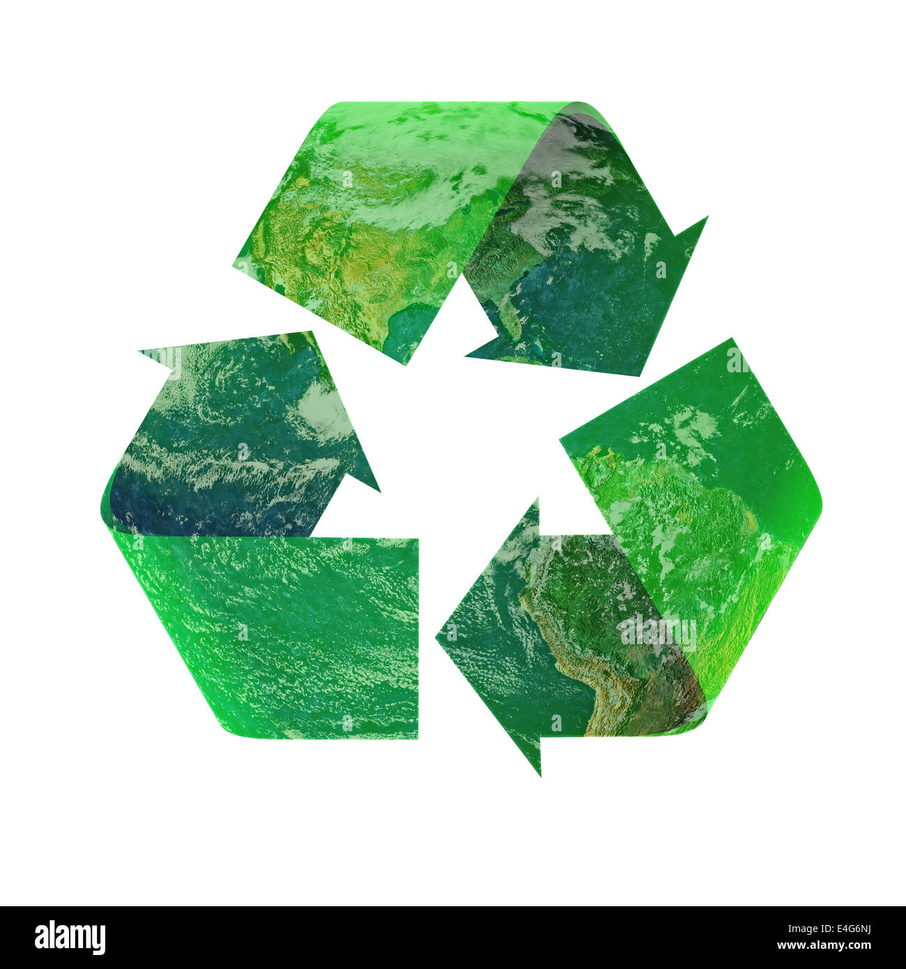 Recycle symbol superimposed upon the planet earth. Earth image courtesy ...