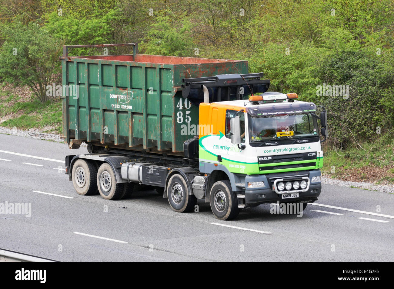 A Countrystyle roll on roll off truck traveling along the M20 motorway ...