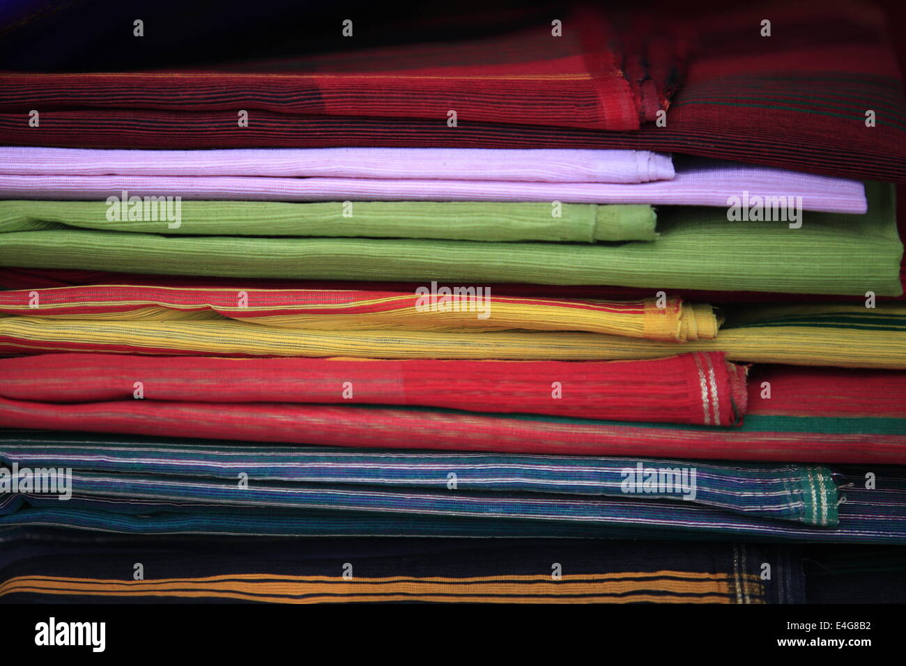 Jamdani Sharee's hole sale market. A sharee is the traditional garment ...