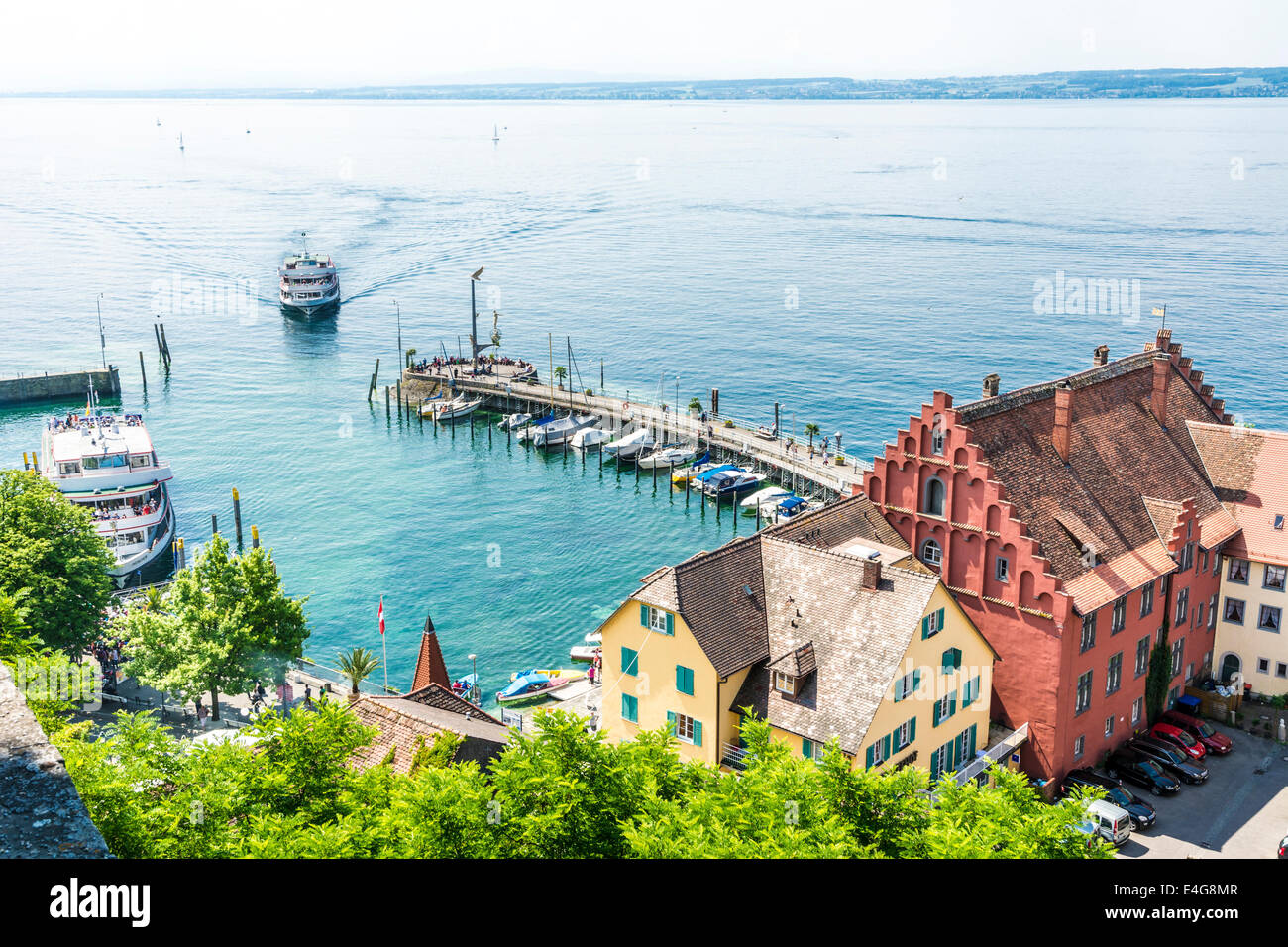MEERSBURG, GERMANY - JUNE 19: Passanger ship in the harbor of Meersburg ...